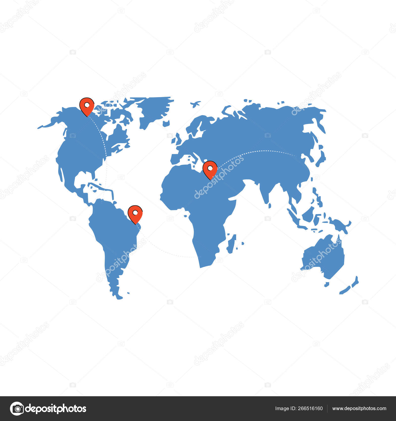 World map with travel destination marks Stock Vector Image by ...