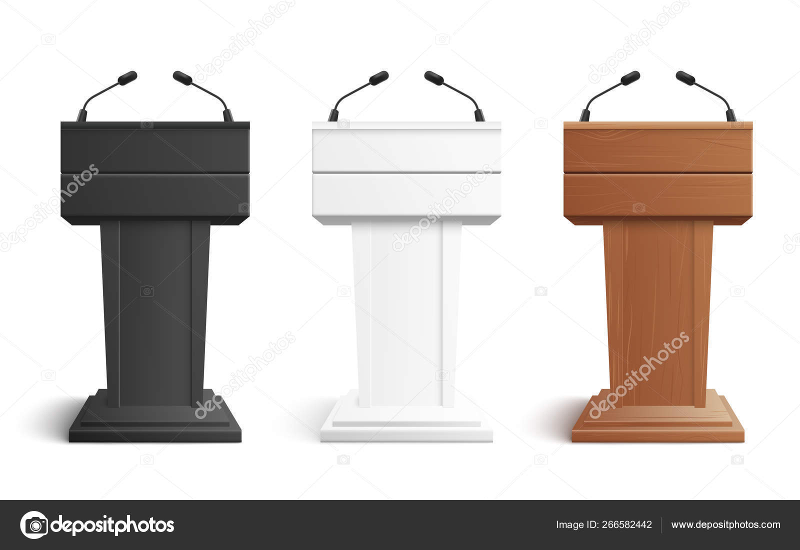 Pódium na pódiu nebo debatní nosce až s mikrofony vektorovou ilustrací ...