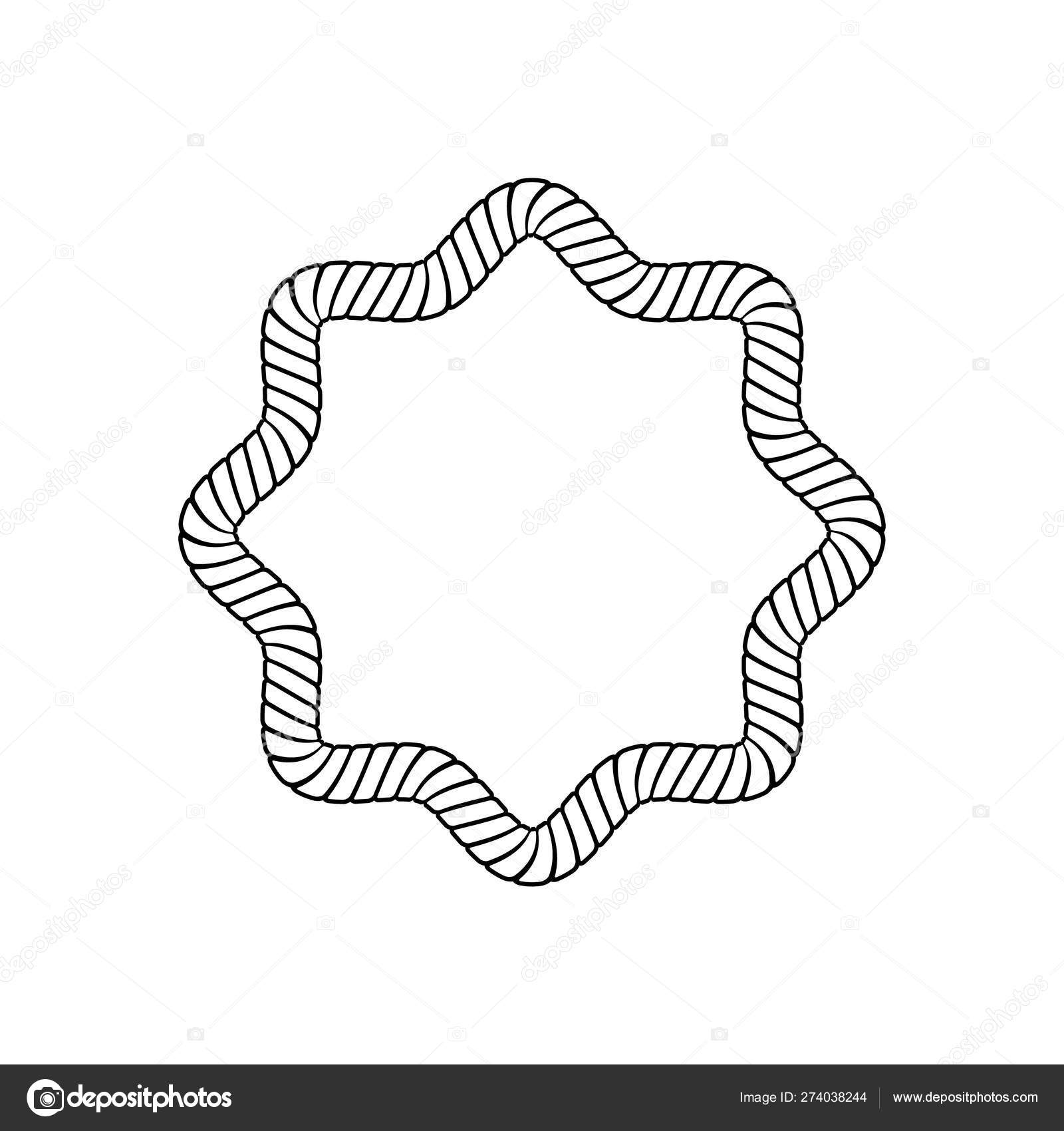 Star-shaped rope frame with rounded corners in outline sketch style ...