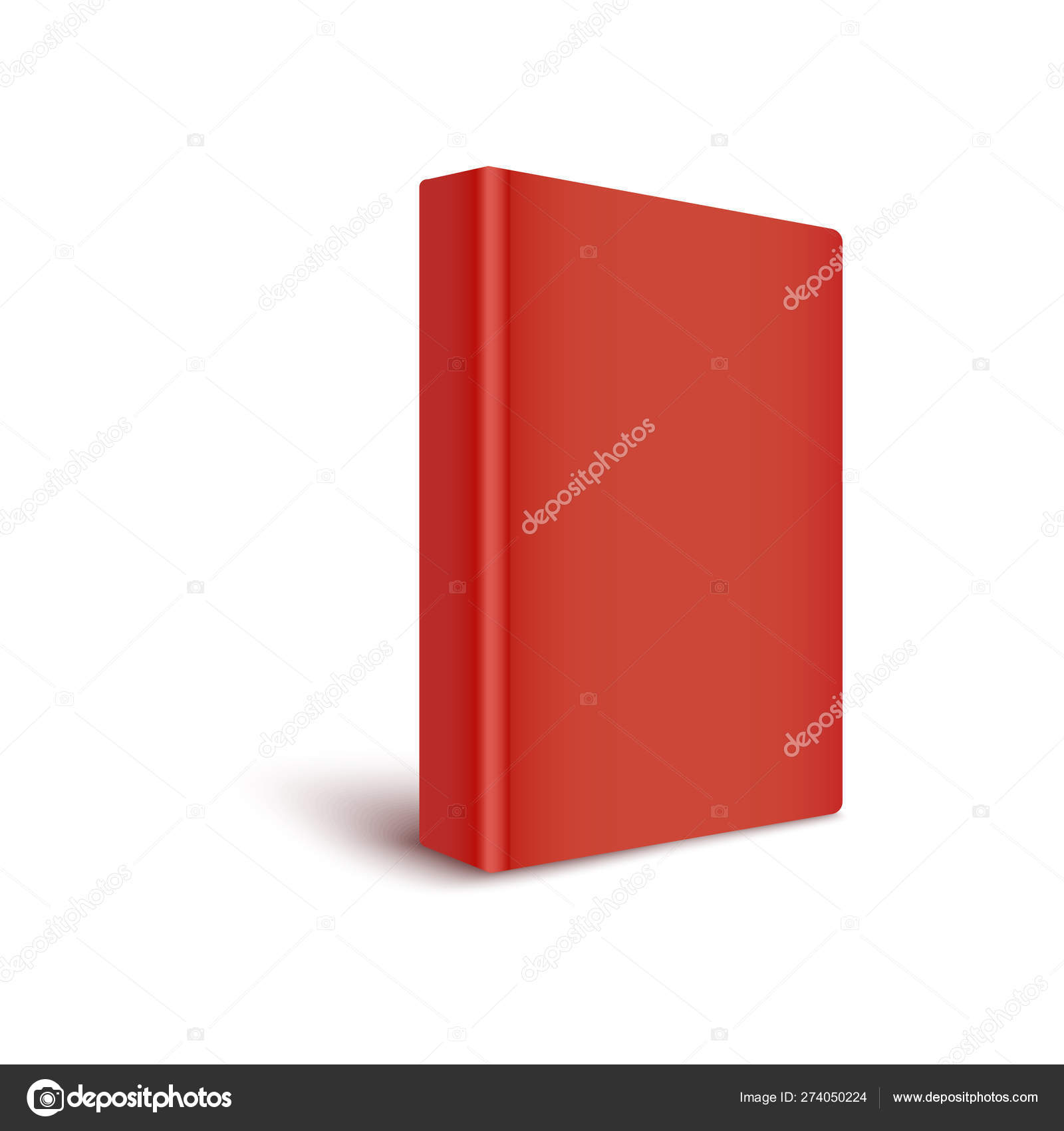 Mockup of blank red cover book stands by turning spine to front ...