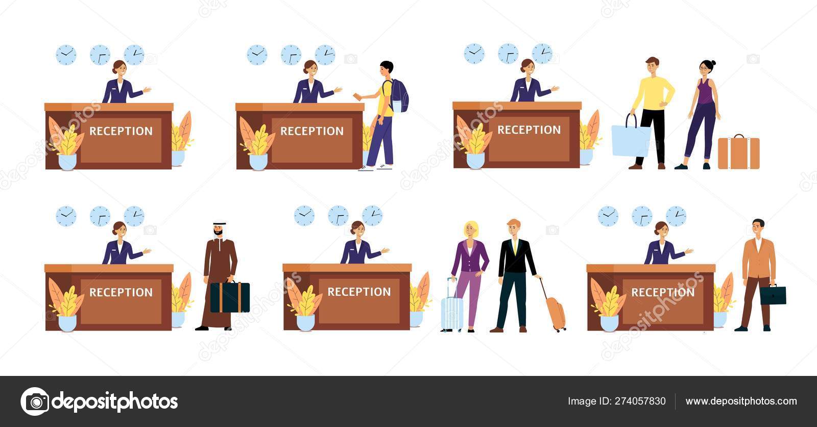 Hotel Front Desk Agent Cartoon