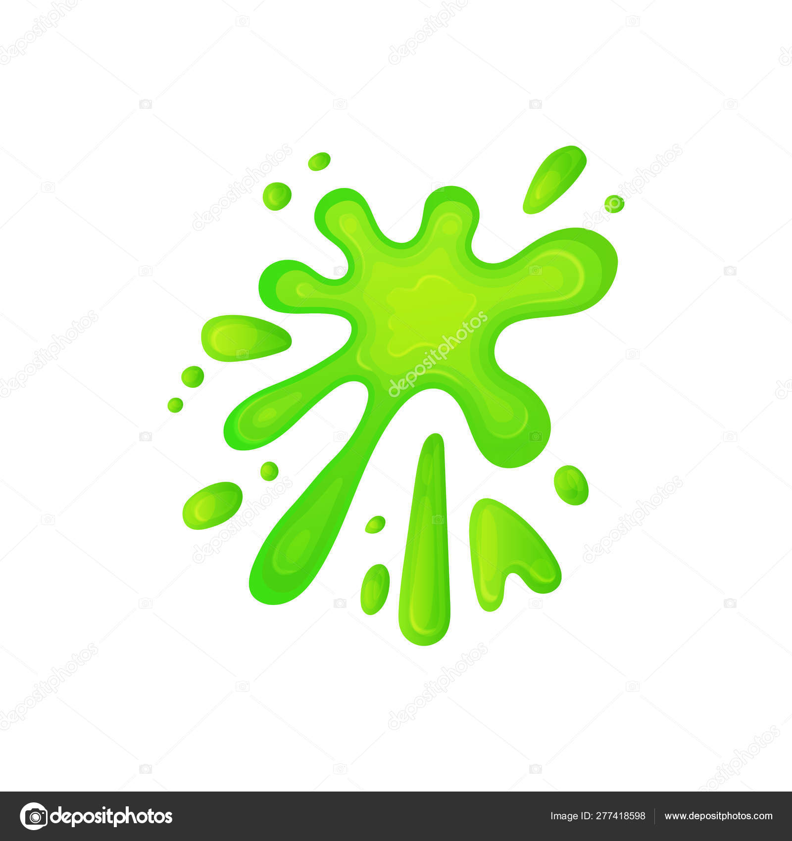 Dynamic splatter of green slime liquid, abstract splat shape of acid ...
