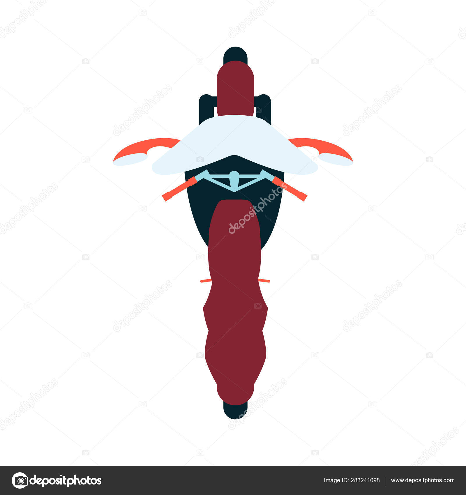 Top view of motorcycle, aerial shot of cartoon sport motorbike isolated ...