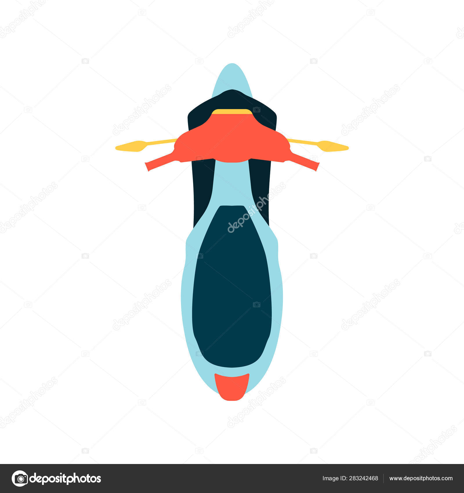 Sepeda motor dengan kaca depan dan gambar vektor datar yang paling atas diisolasi . Vektor Stok ...