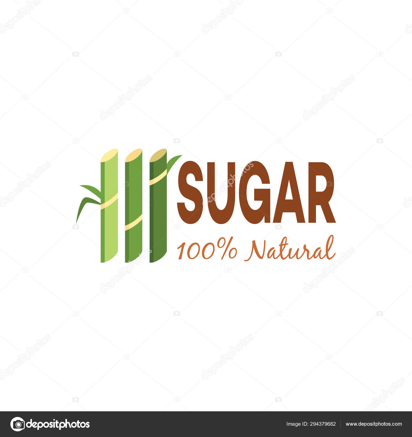 Natural sugar cane bio products emblem or label vector illustration ...