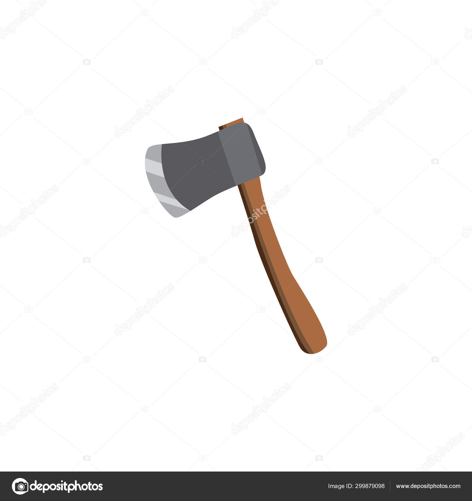 Cartoon ax with brown wood handle and shiny metal blade Stock Vector ...