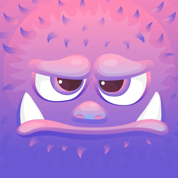Angry purple pink monster with big teeth and glowing hairy skin ...