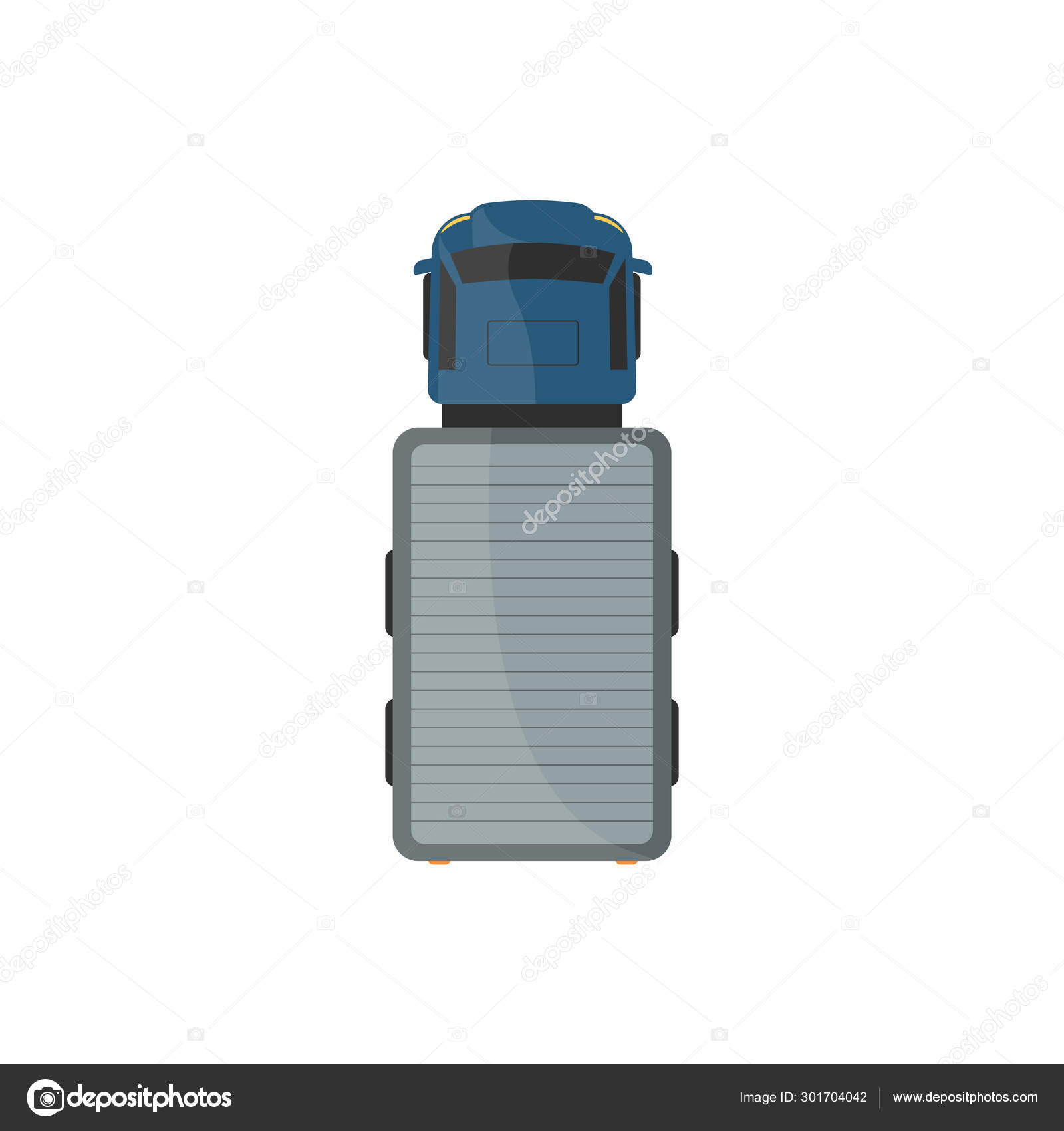 Blue truck and truck, city vehicle or transport top view . Векторное ...