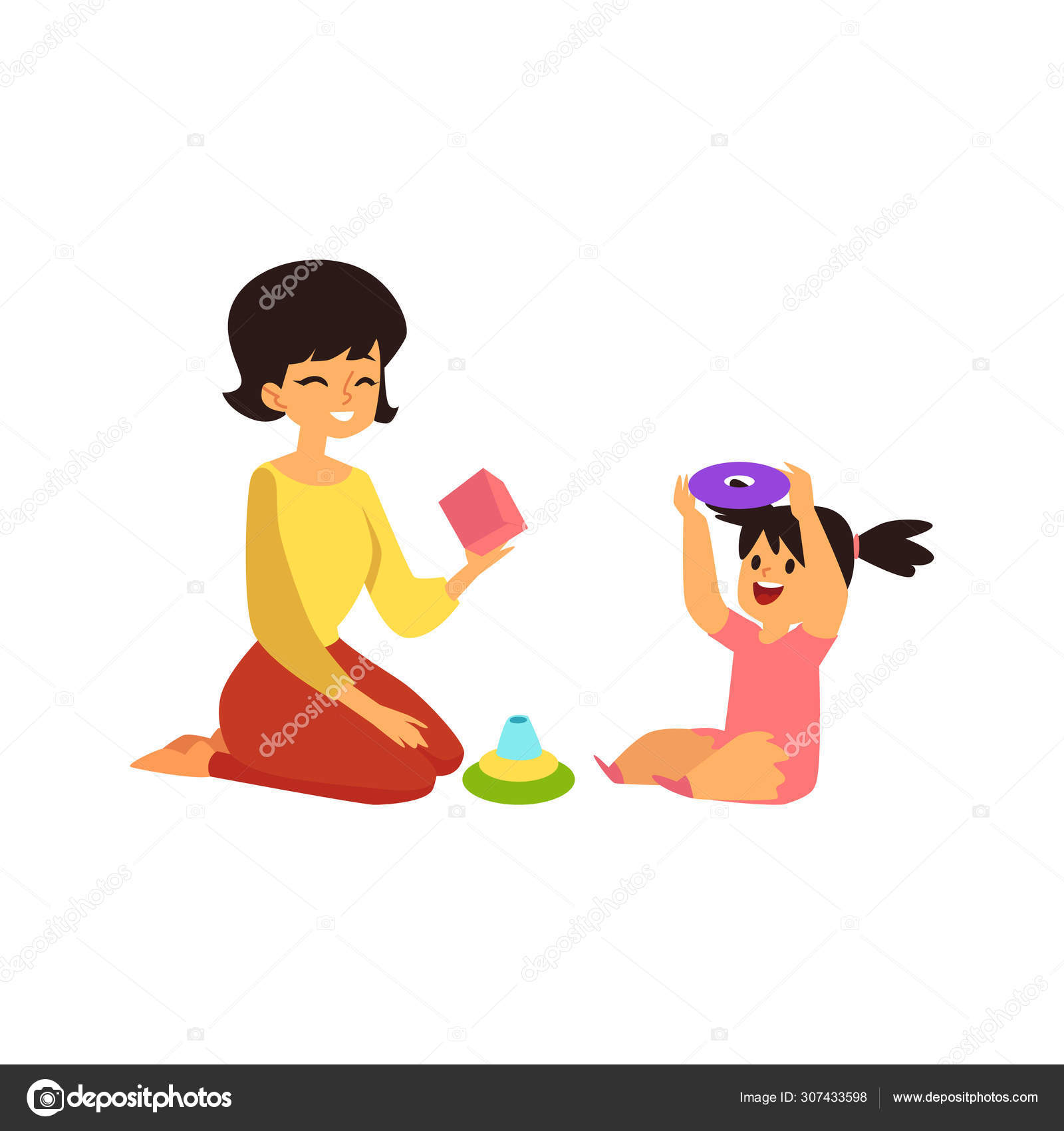 Mother and child playing learning games, happy family parent and ...