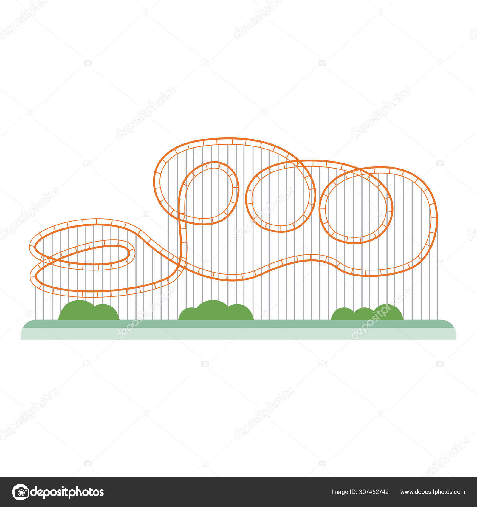 Roller coaster isolated on white background - flat cartoon orange ...