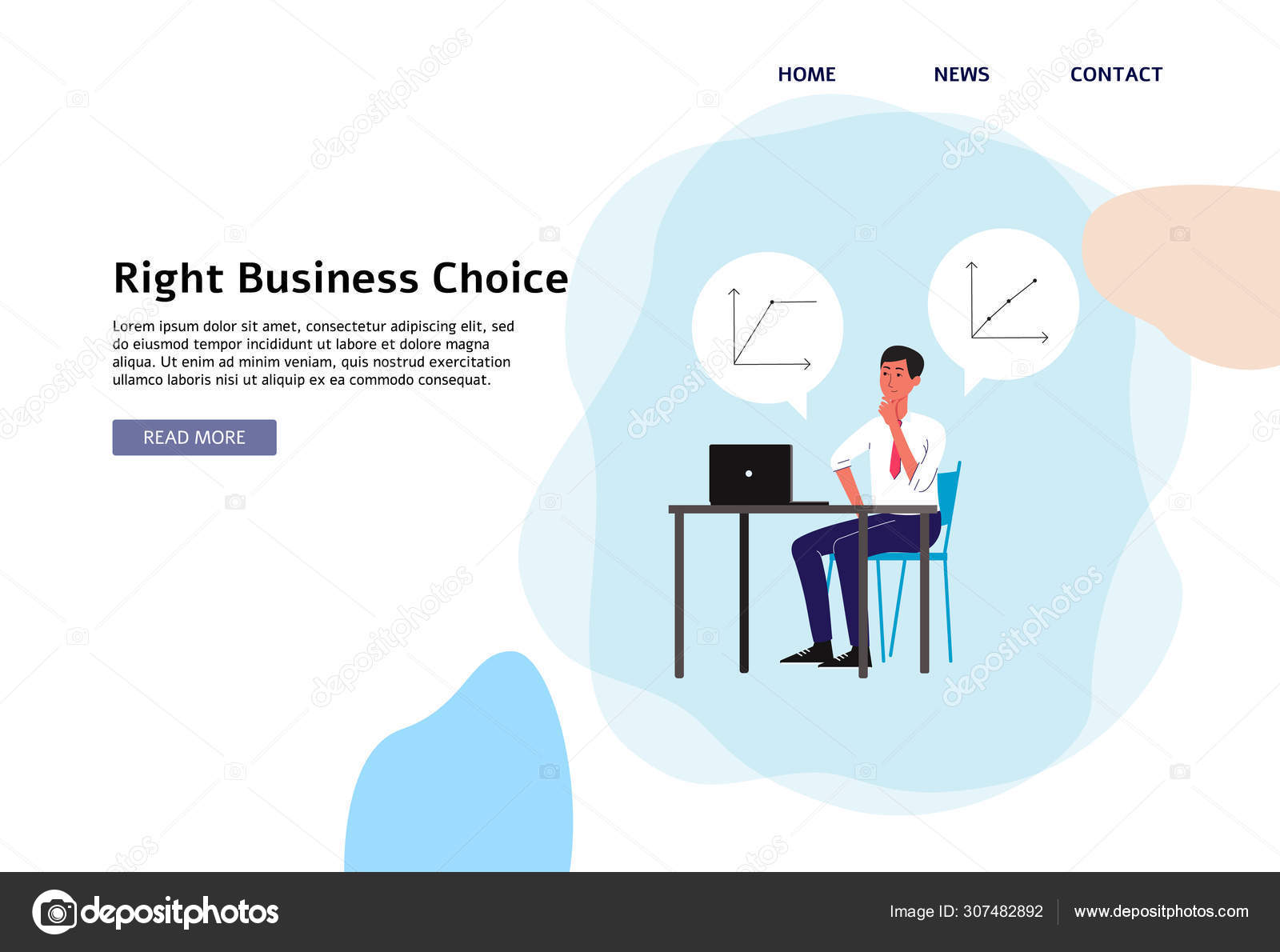 Right business choice banner - flat businessman making strategy ...