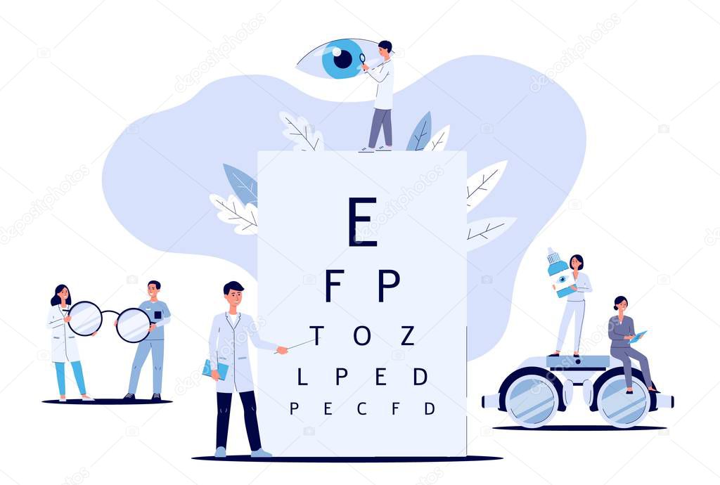 Oftalmólogos cuidan de los ojos del paciente y el médico en la clínica ...