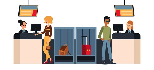 Airport travel luggage security check set - check in desk and bag x ray ...