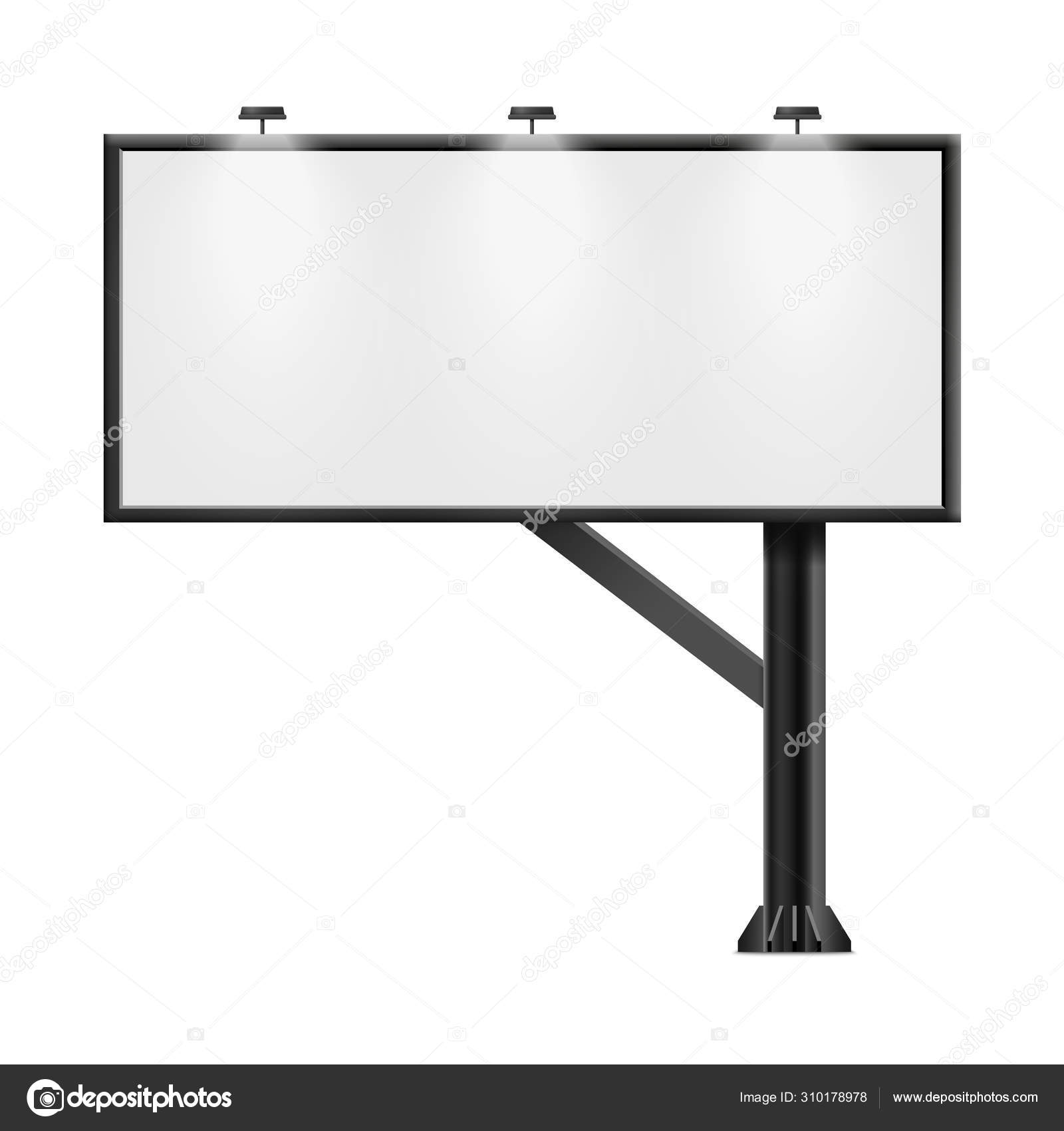 Black billboard with blank ad poster space isolated on white background ...