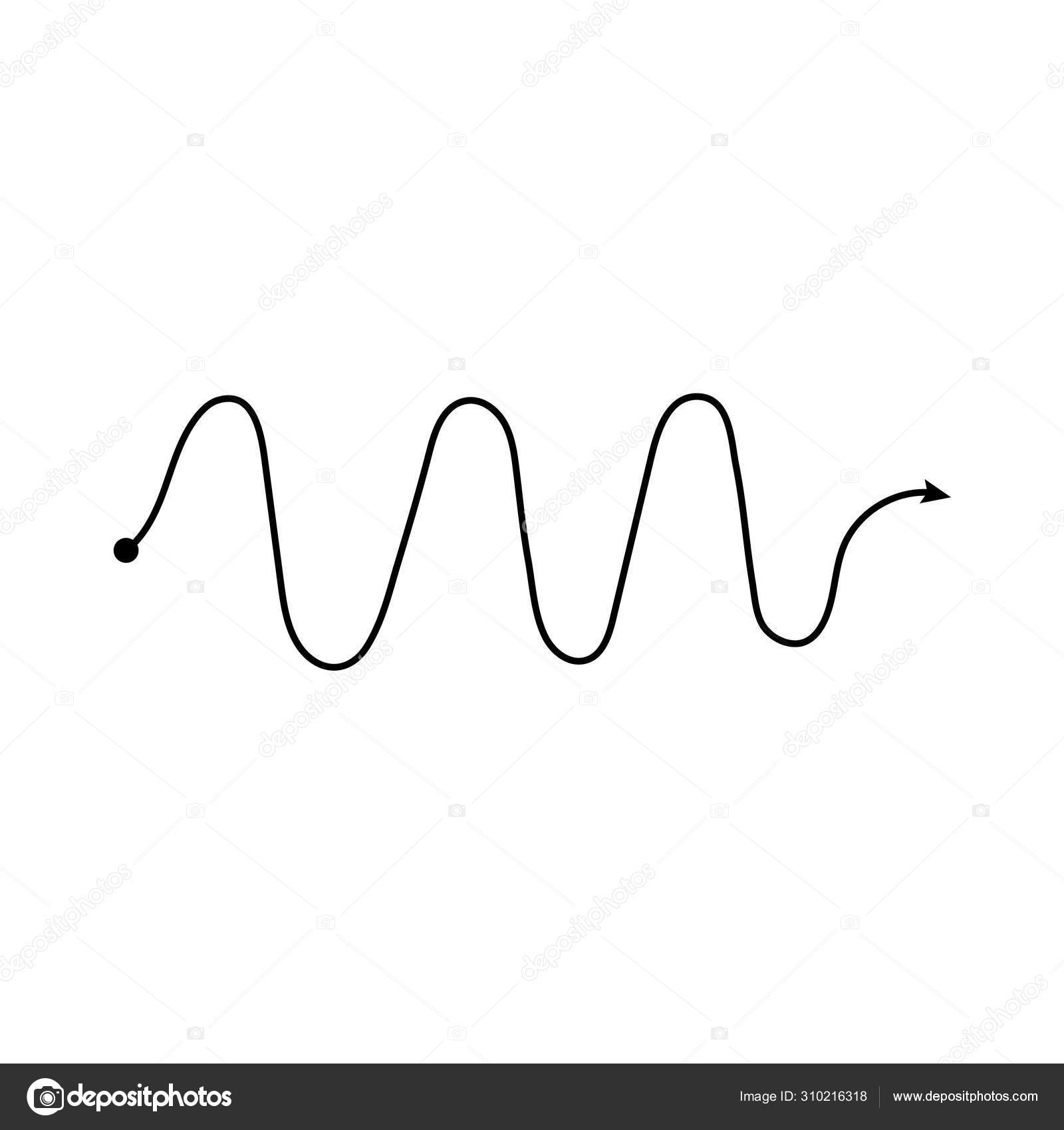 Complex wavy process with arrow, black line vector illustration. Stock ...