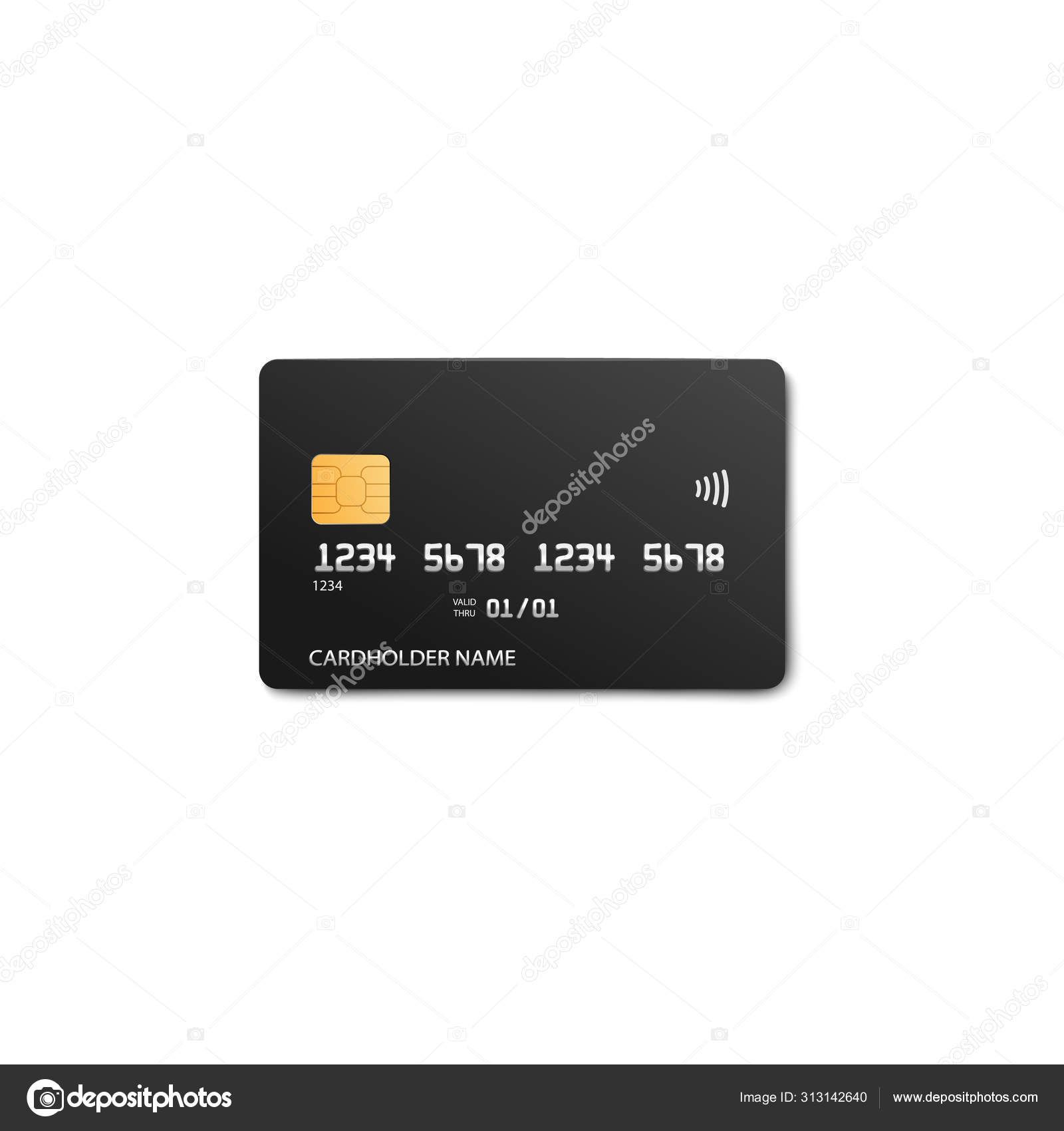 Black credit card template with realistic silver bank number and ...