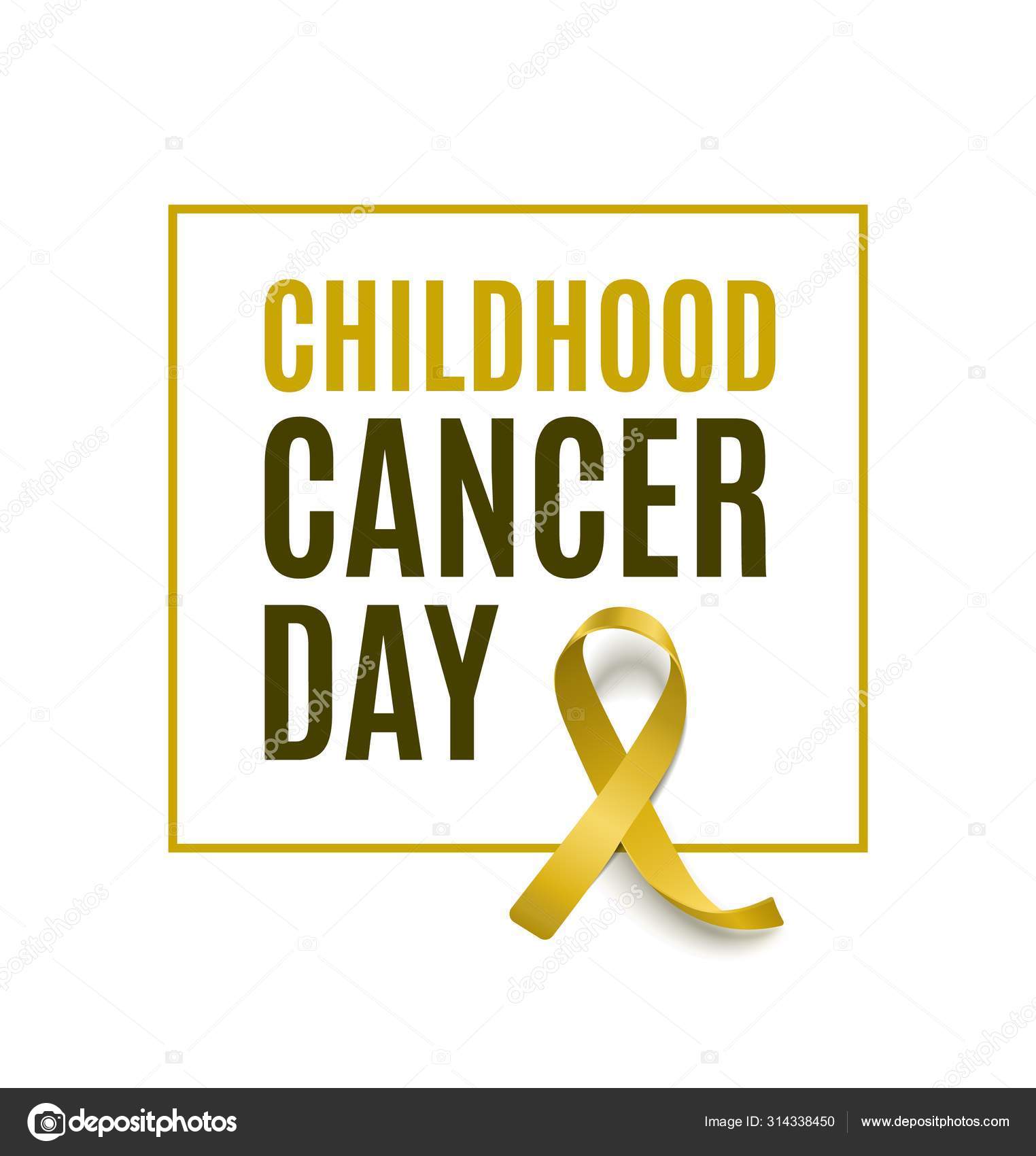 Childhood cancer day - modern square poster card with yellow satin ...