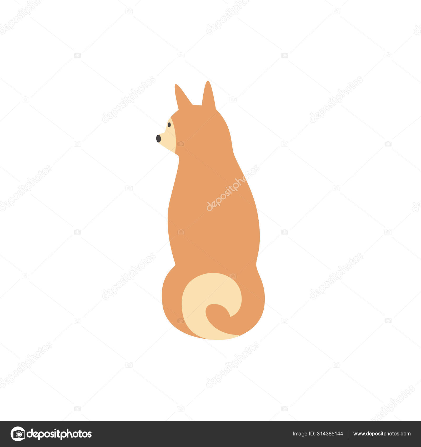 Dog Sitting Back View Cartoon