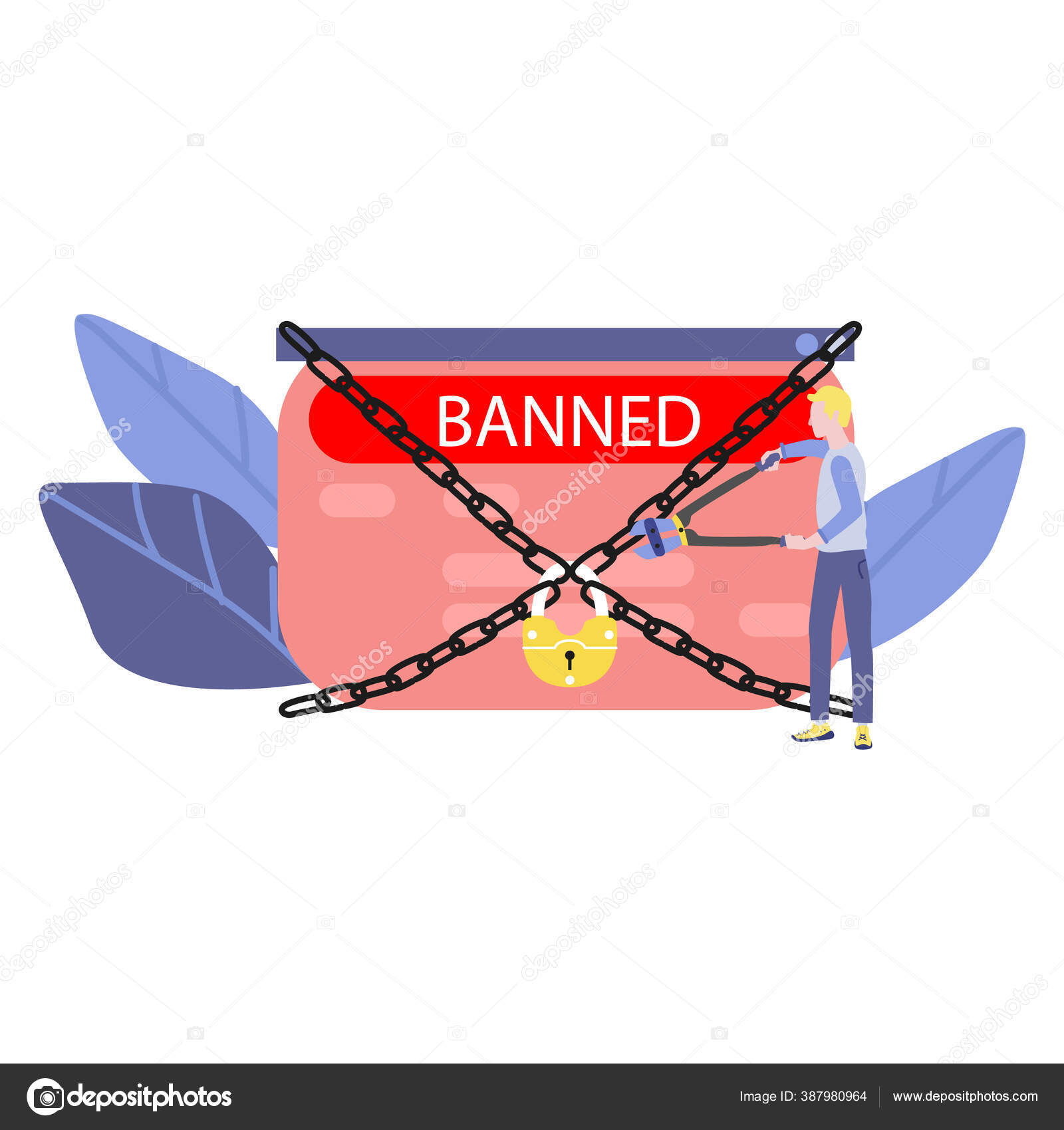 Banned website and access prohibition concept. Stock Illustration by ...