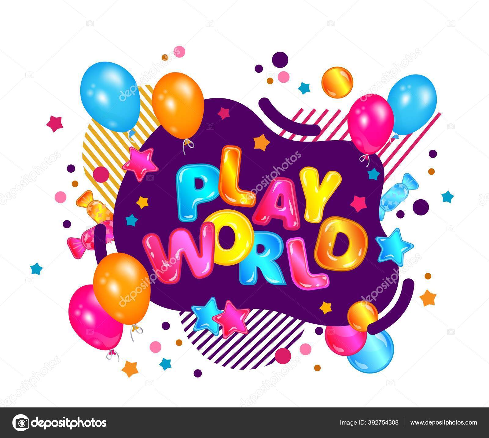 Childrens game room banner with balloons vector illustration isolated ...