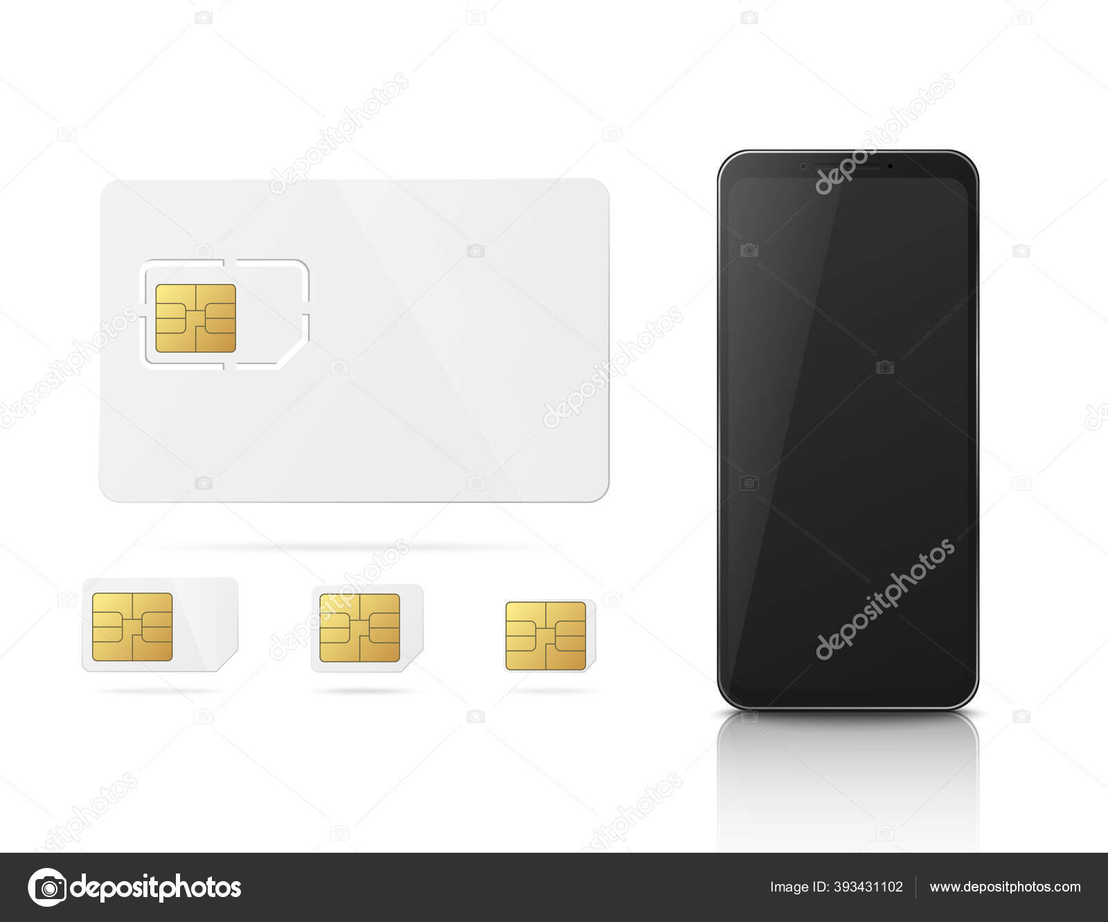 Set templates with phone and sim cards, realistic vector illustration ...