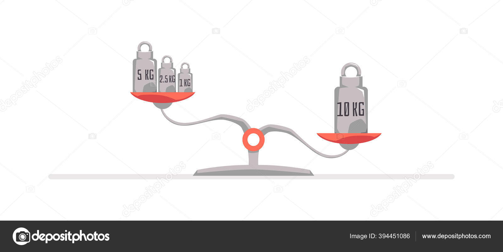 Beam balance scale with metal cylinder mass weights Stock Vector Image ...
