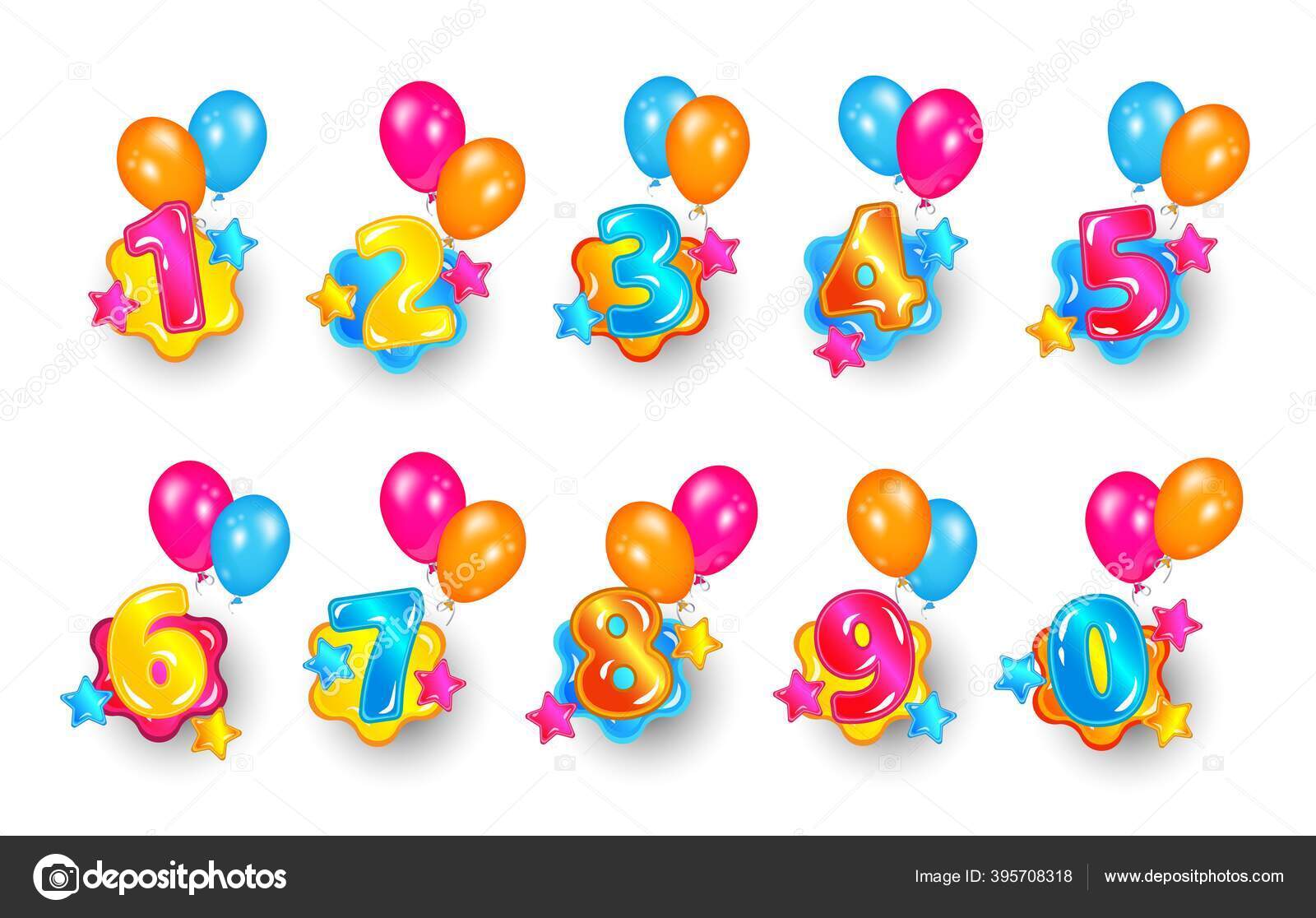 Childish colorful bubble numbers set design Stock Vector Image by ...