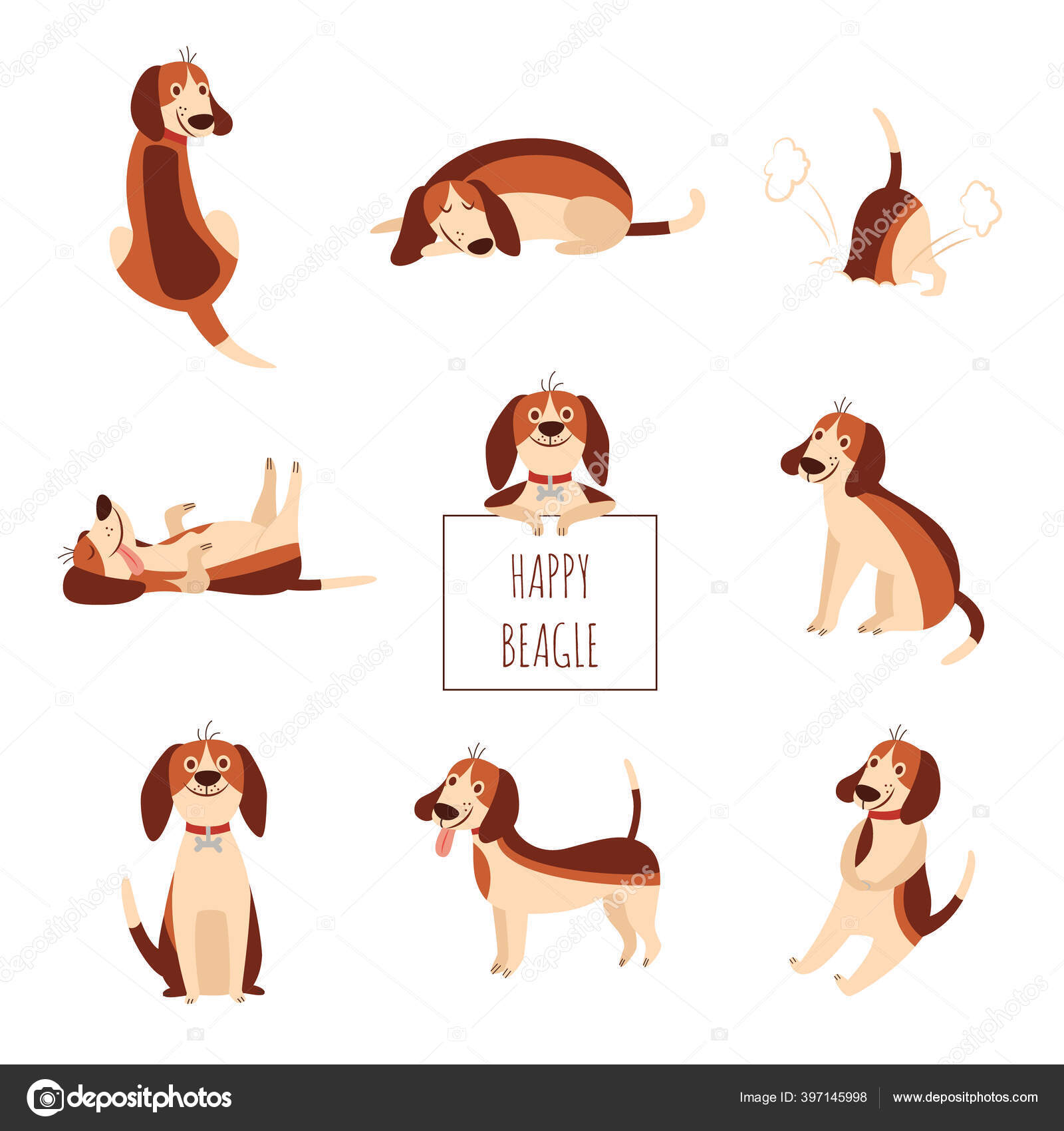 Cartoon Sad Beagles Face