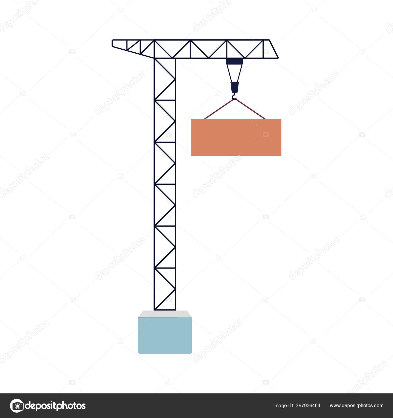 Icono de contenedor de nave de elevación de grúa industrial ...