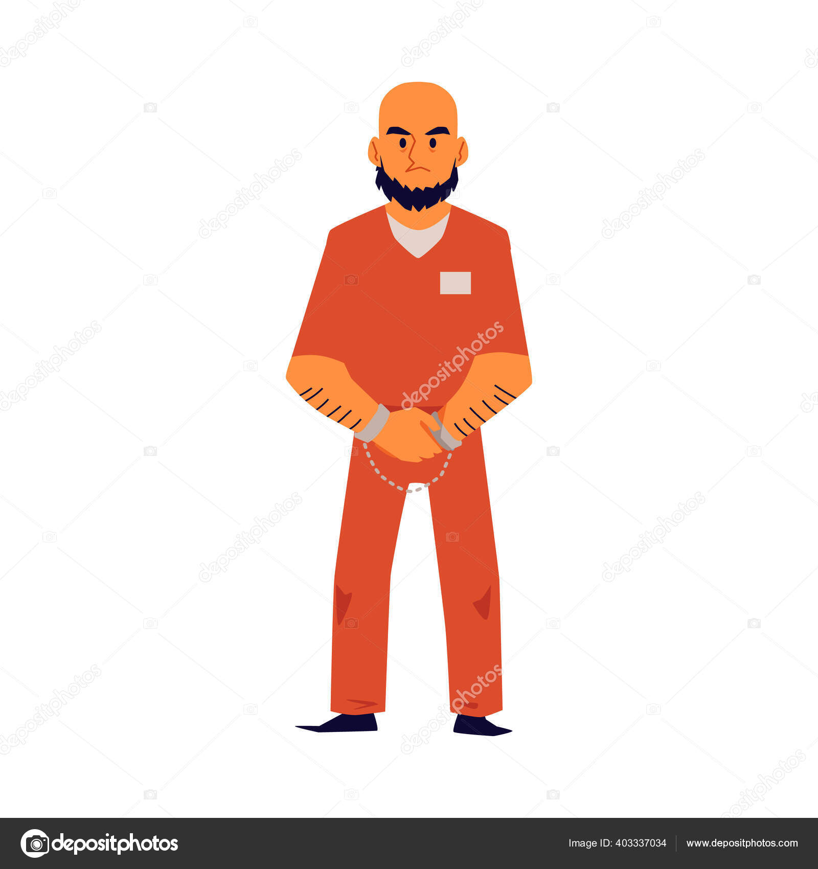 Angry criminal man in orange prison uniform and handcuffs Stock Vector ...