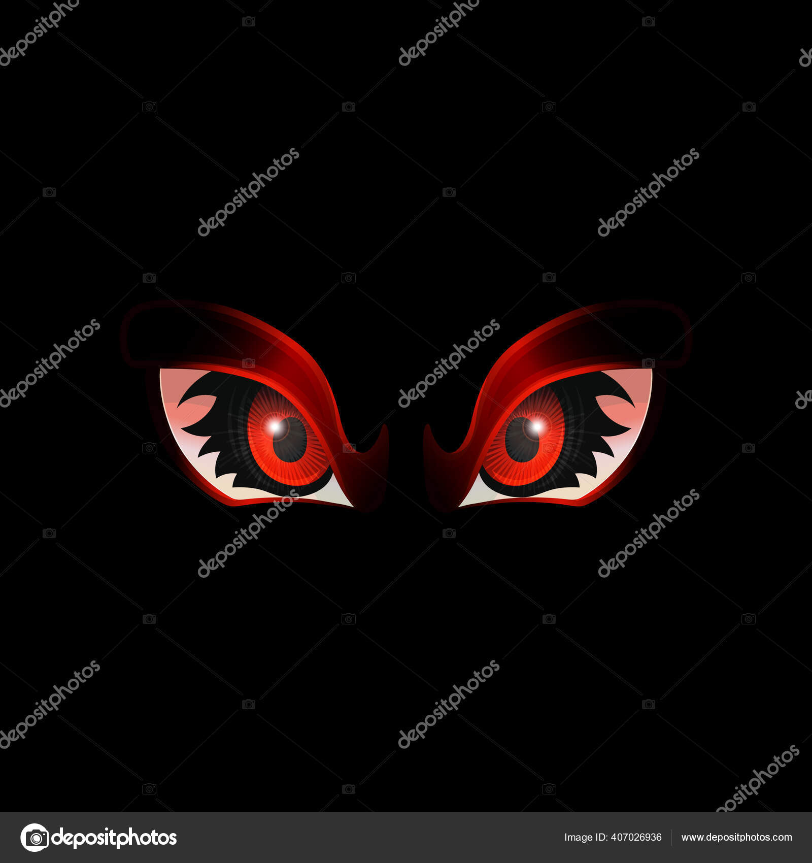Staring and glowing evil or monster eyes, realistic vector illustration ...