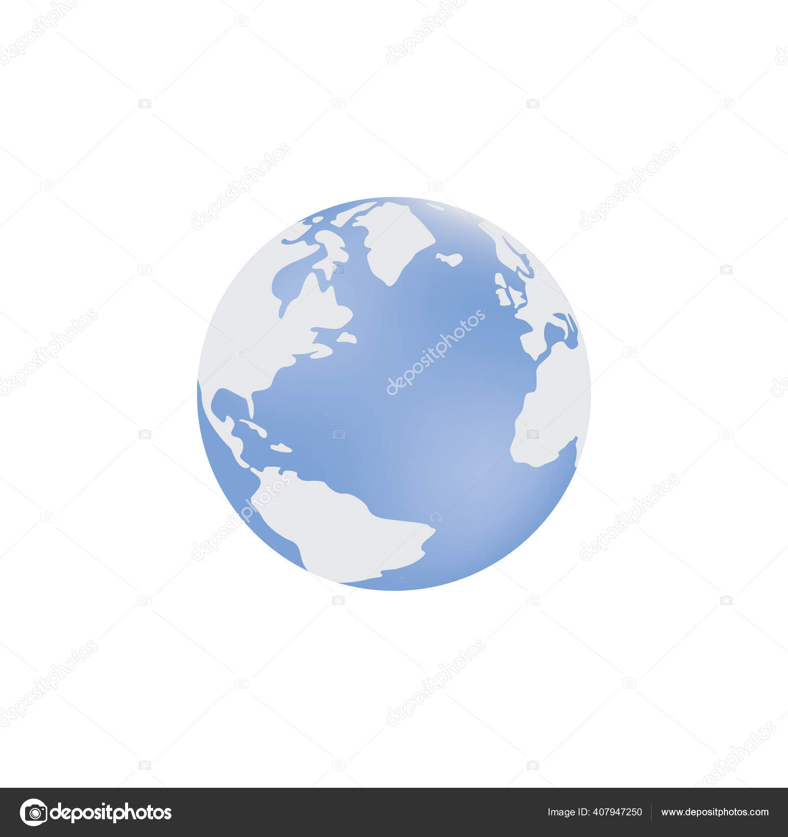 Vector illustration of a blue globe with an image of the Atlantic ocean ...