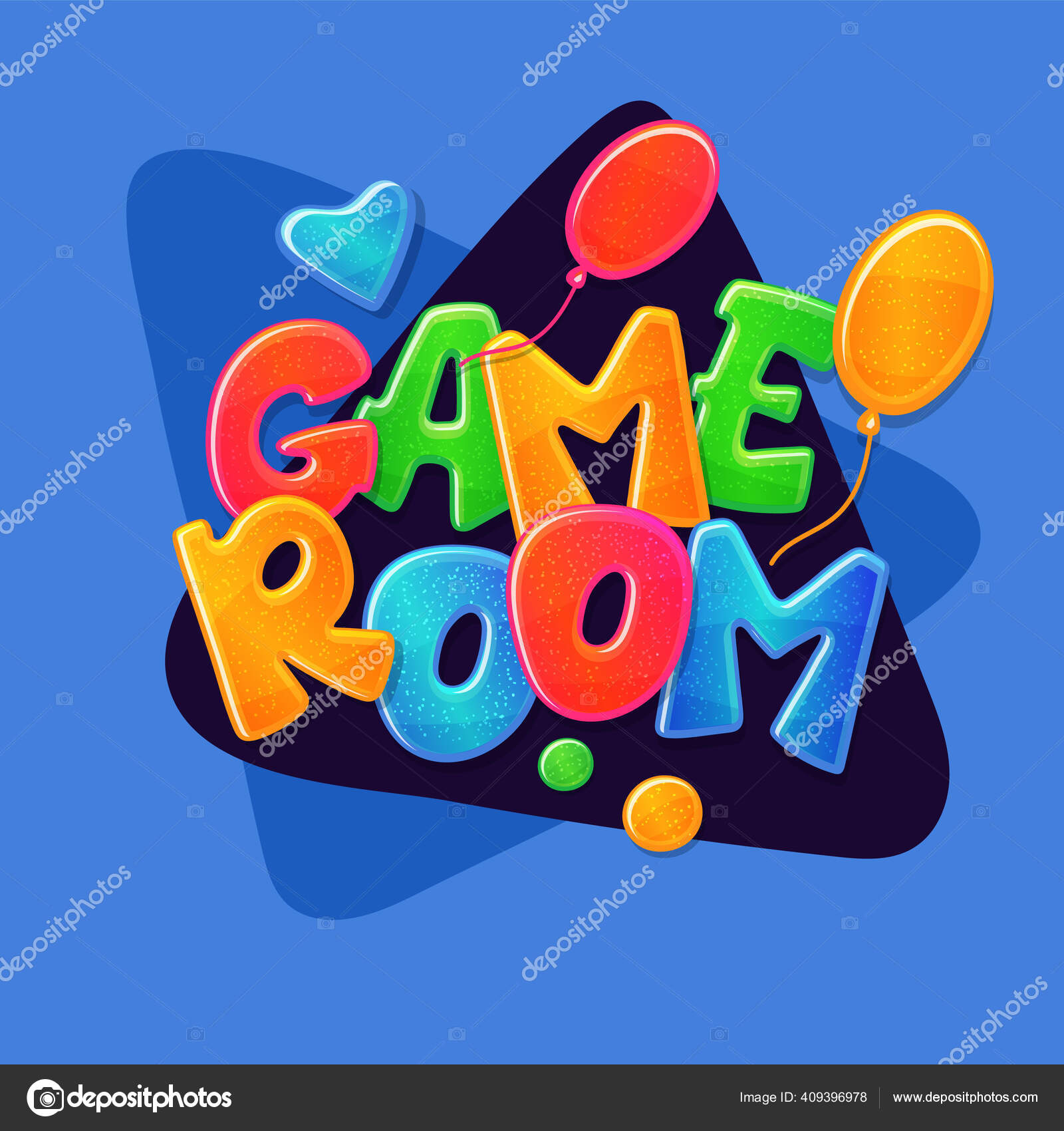 Game room text banner placard for kids play area cartoon vector ...