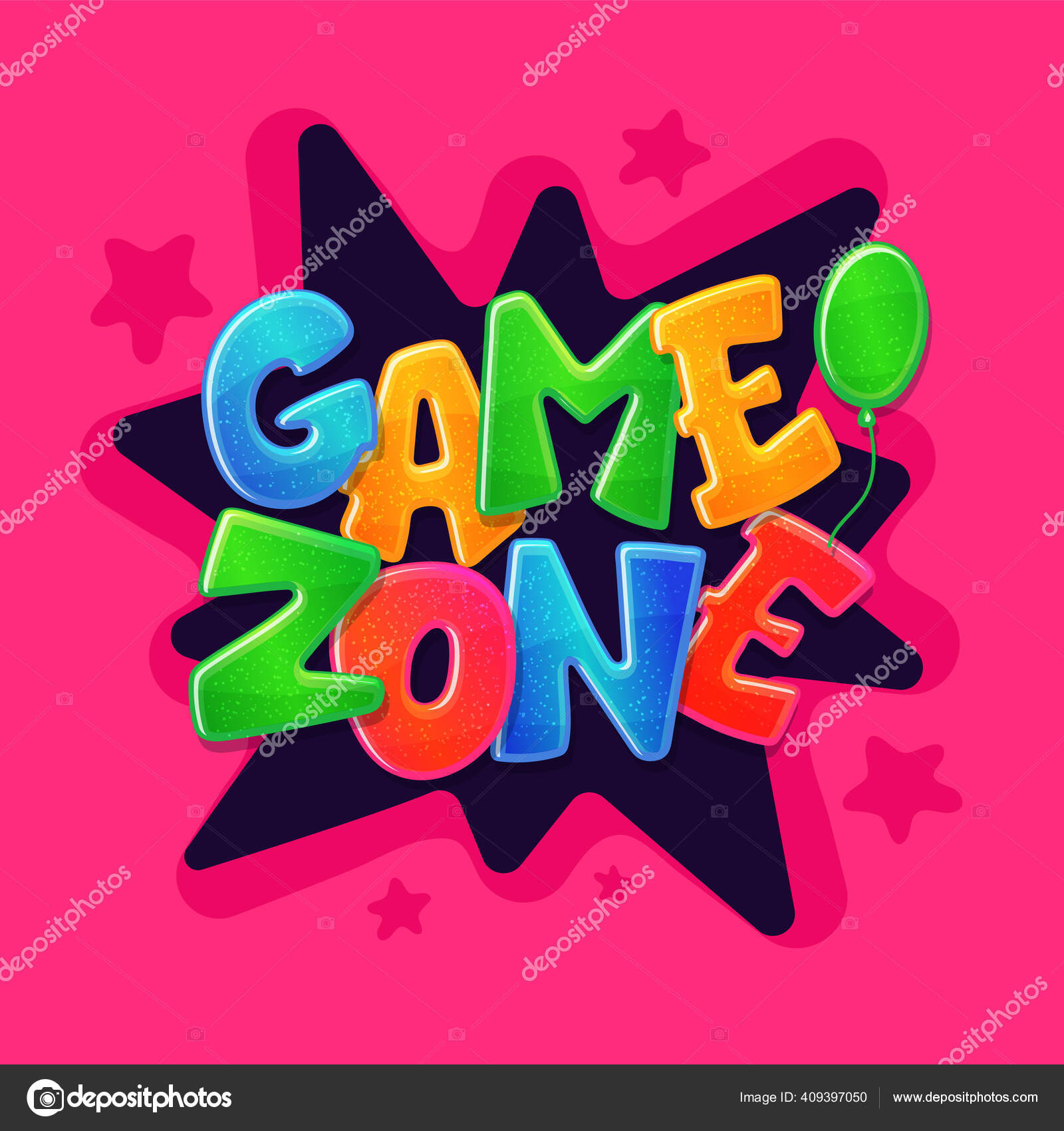 Game zone signage banner for children playgrounds cartoon vector ...