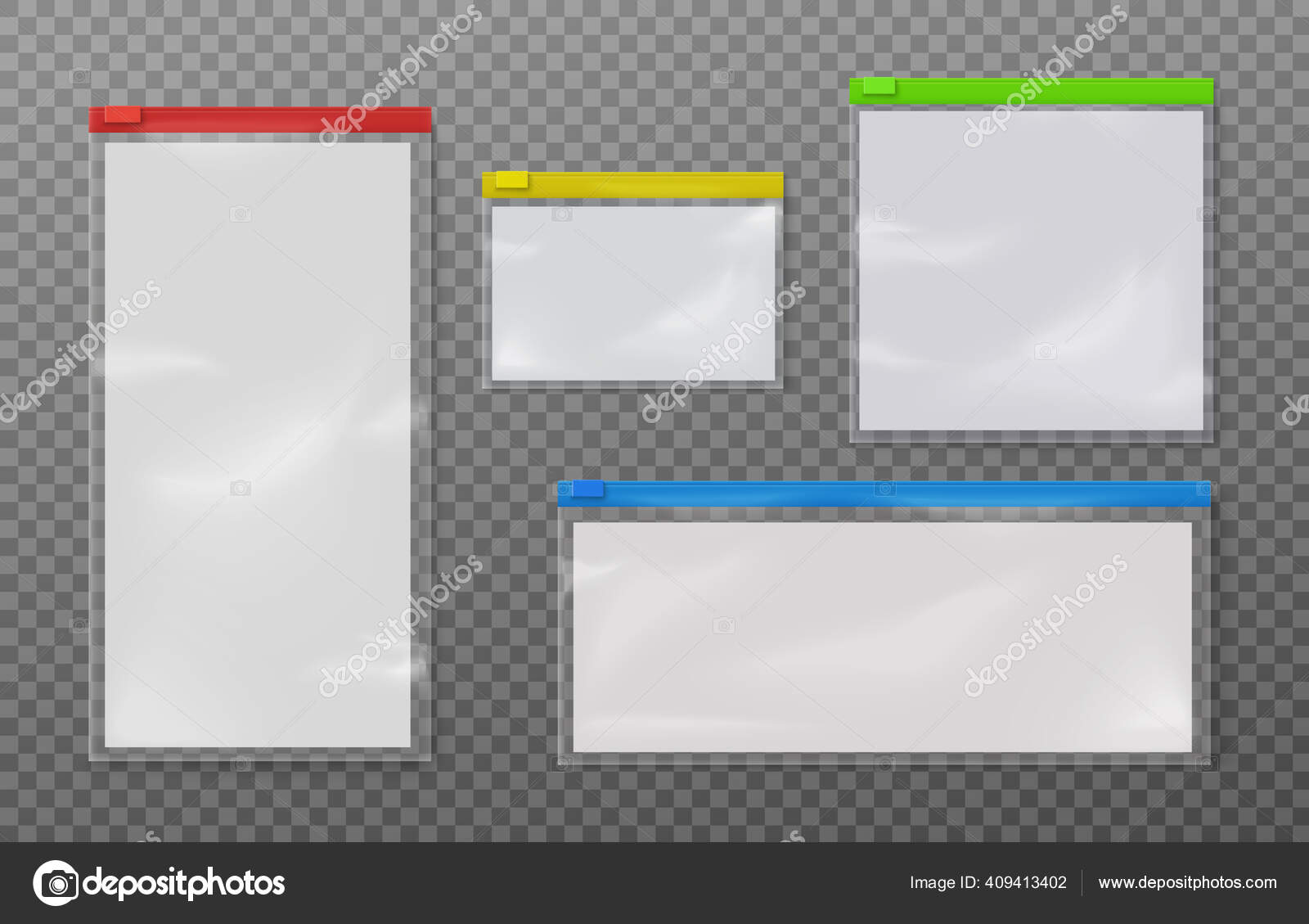 Plastic zipper bags template, realistic vector illustration isolated ...