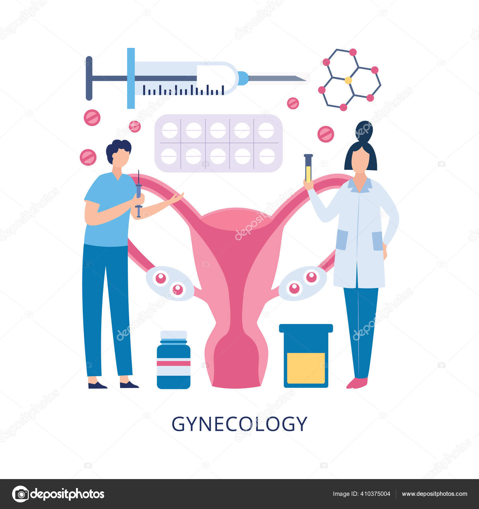 Banner for gynecology clinic and womens health exam, flat vector ...