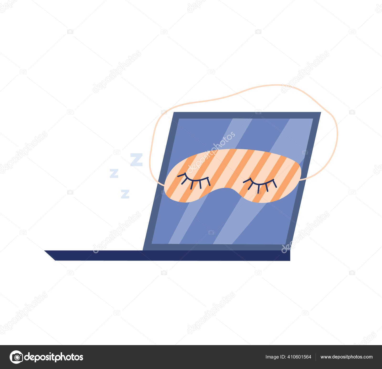 Sleeping off laptop cartoon icon, flat vector isolated on white ...