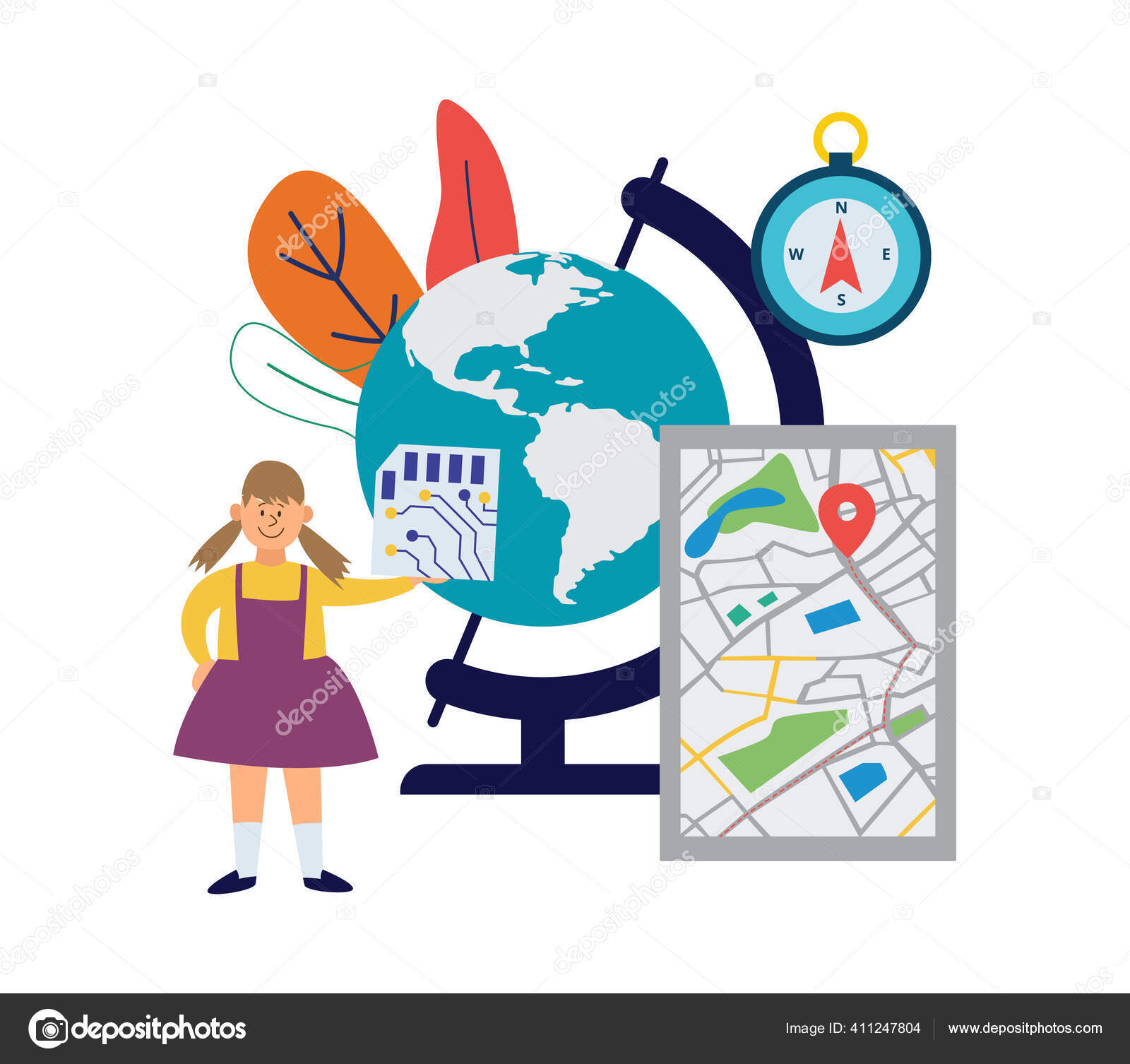 Vector set of elements for geographical school educati Stock Vector by ...