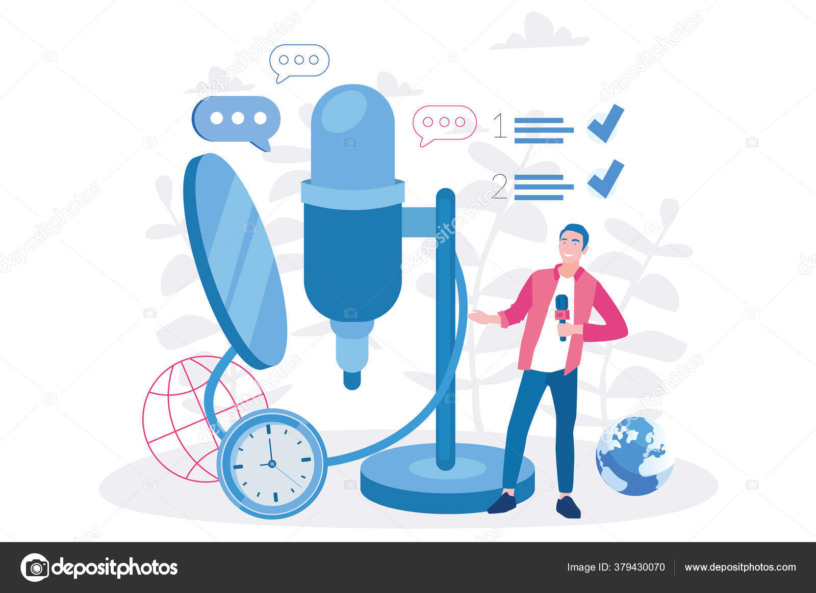 Cartoon Vector Illustration Man Large Microphone Stock Vector by ...
