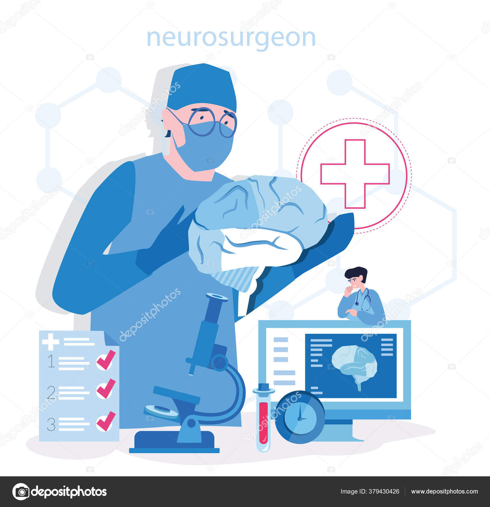Vector Cartoon Illustration Neurosurgeon Doctor Stock Vector by ...