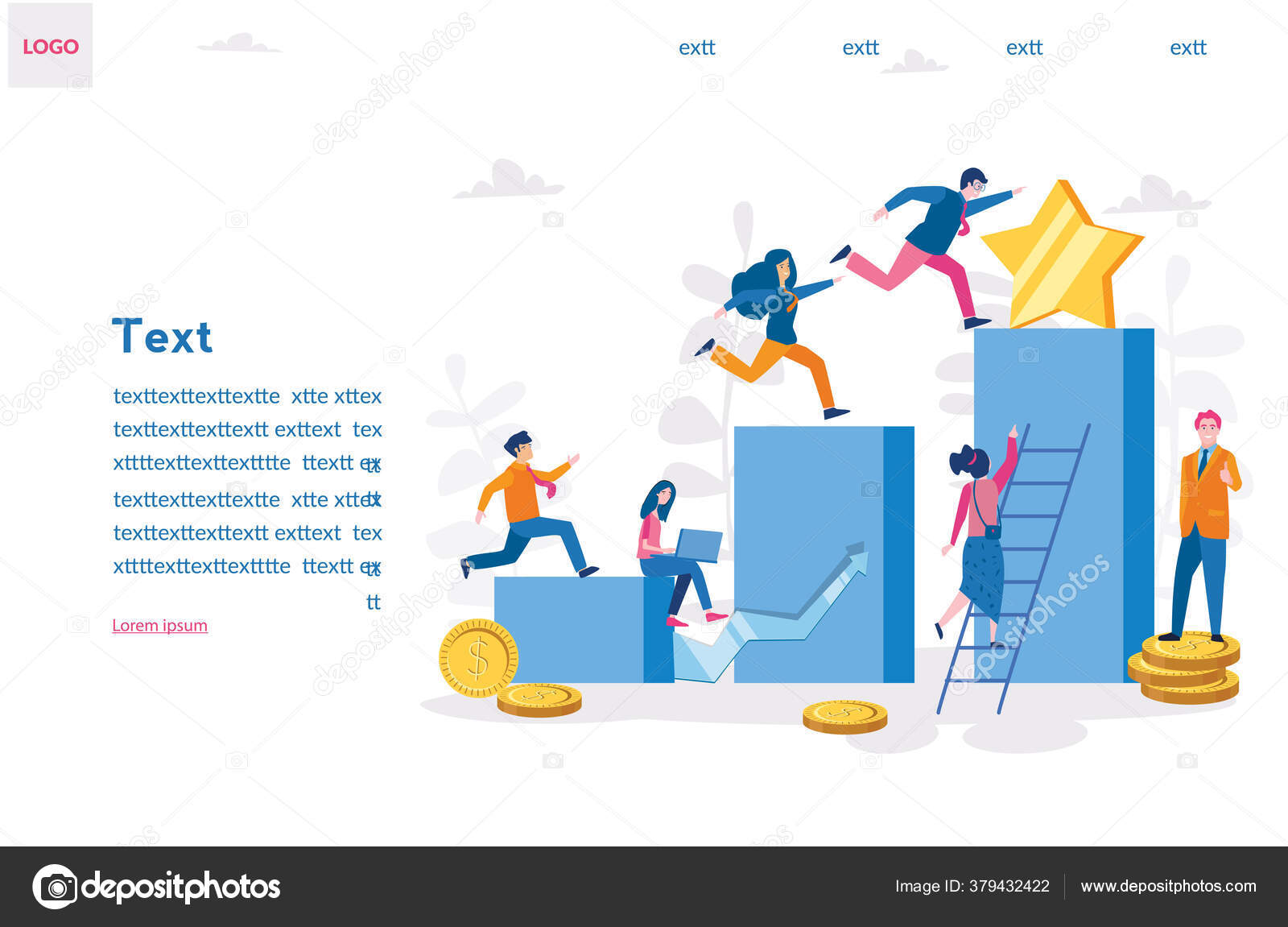 Working Team Growing Charts Coins Stock Vector by ©maxymova 379432422