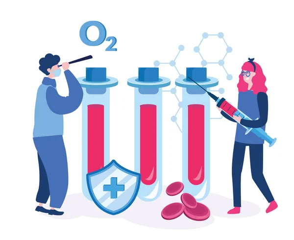 Cartoon Vector Illustration Two Medical Workers Large Microscope Test ...