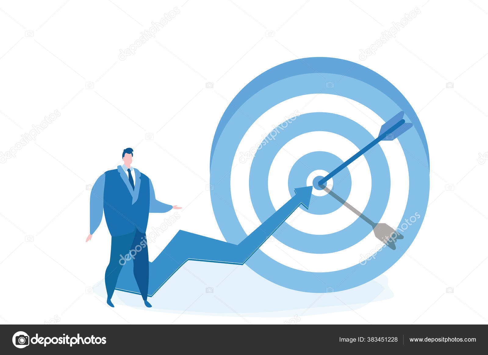 Businessman Target's Achievement Vector Illustration Web Banner ...