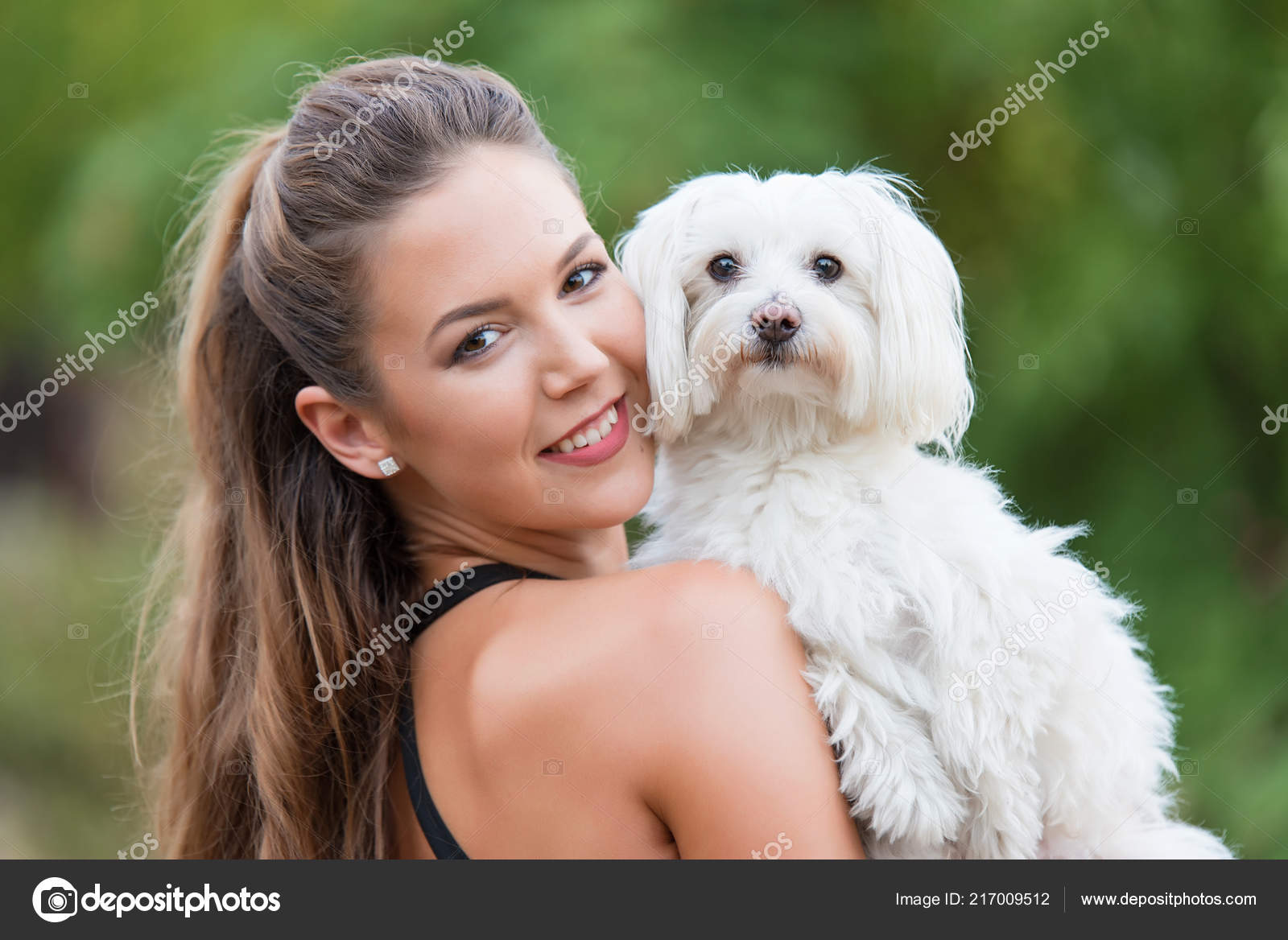 Bichon Perro Boloñés Con Hermoso Propietario Parque — Foto de stock ...