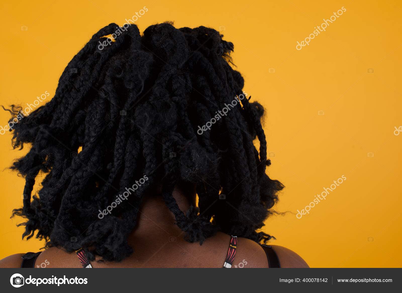 Back View Young Beautiful Afro American Woman Wearing Glasses Yellow ...
