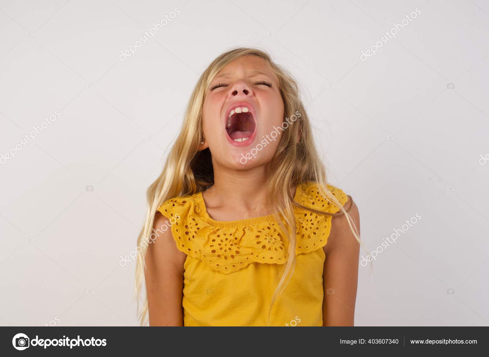 Cute Little Girl Screaming Frustrated Furious Shouting Anger Rage Aggressive — Stock Photo ...