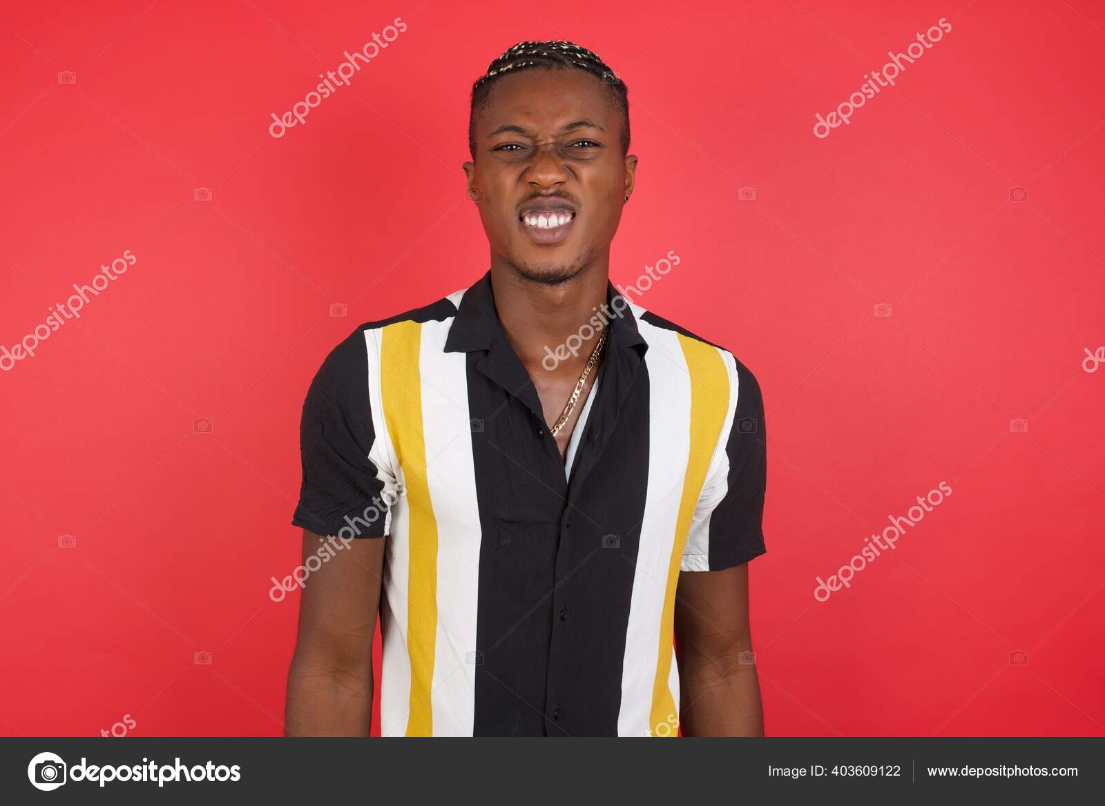 Portrait Angry Man Keeps Teeth Clenched Frowns Face Dissatisfaction ...