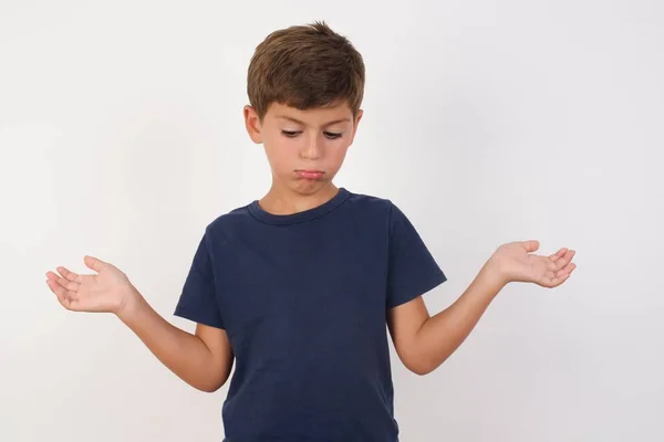 Beautiful Kid Boy Wearing Casual Shirt Standing Isolated White ...