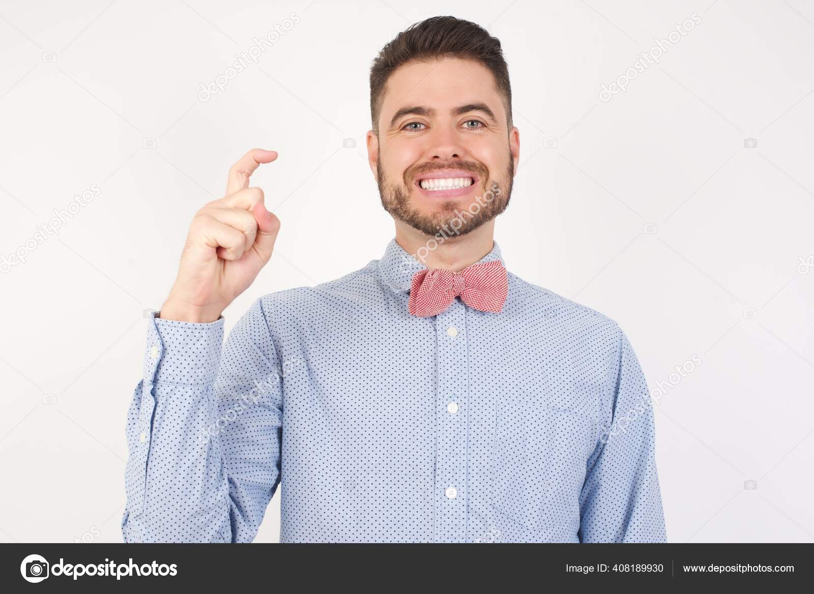 Smiling Man Pointing Fingers Number Nine Chinese Sign Language Jiu ...