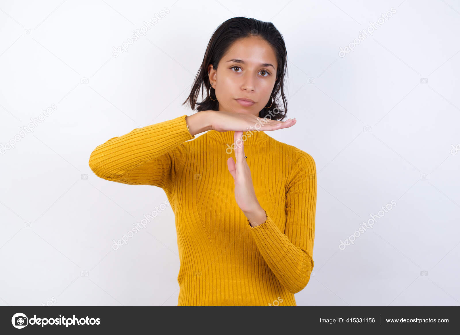 Model Being Upset Showing Timeout Gesture Needs Stop Asks Time Stock ...